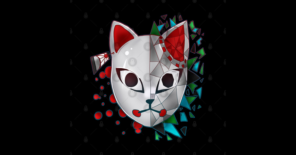 Demon Cat Mask - Demon Cat Mask - Sticker | TeePublic