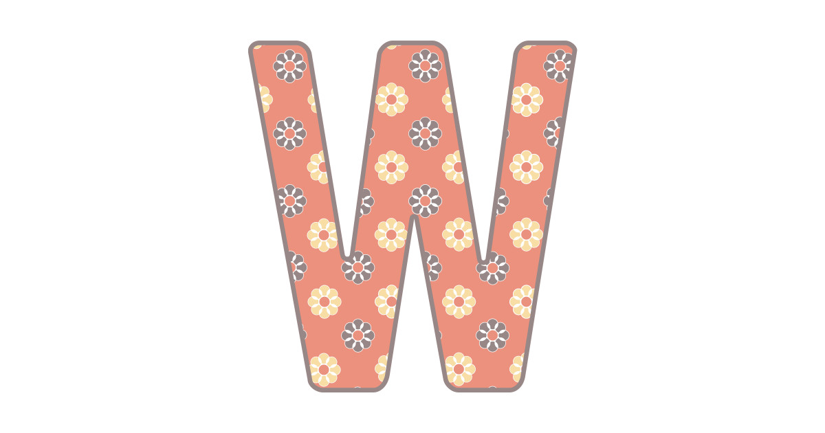 MONOGRAM LETTER W PINK FLORAL TYPOGRAPHY DESIGN - Letter W - T-Shirt ...
