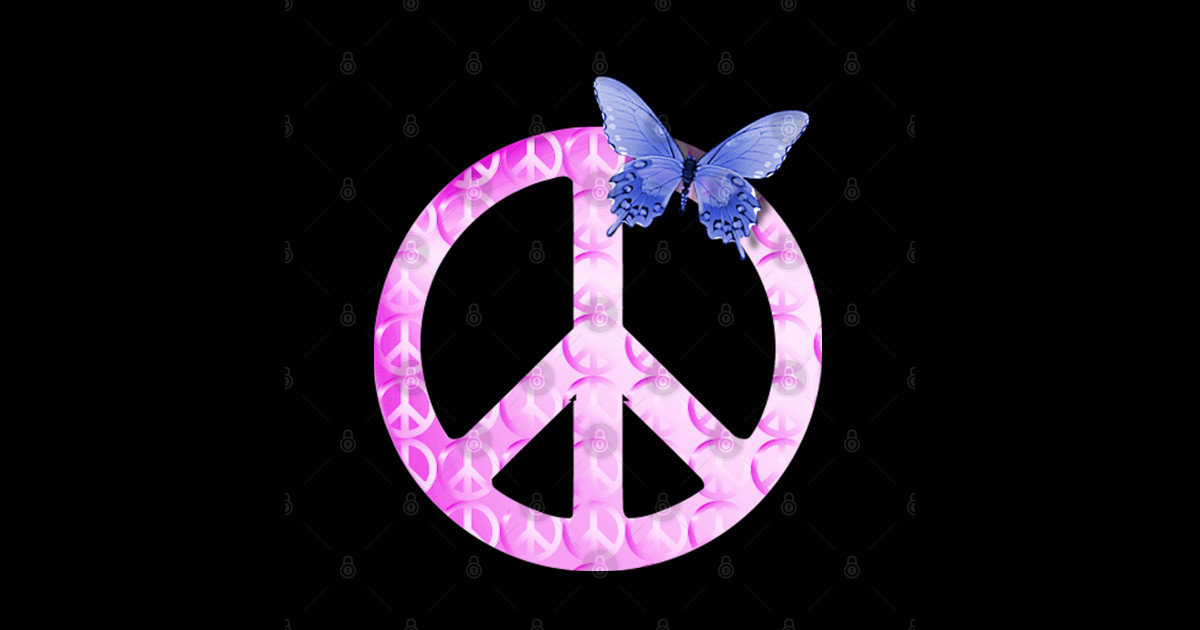 Pastel Pink Peace Sign with Butterfly - Pastel Pink Peace Symbol ...