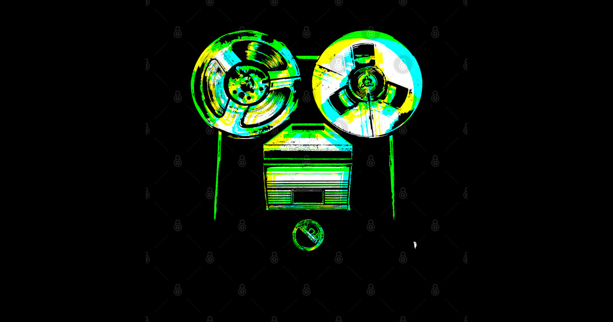 RETRO-coloured reel-to-reel tape recorder. - Retro - Sticker | TeePublic