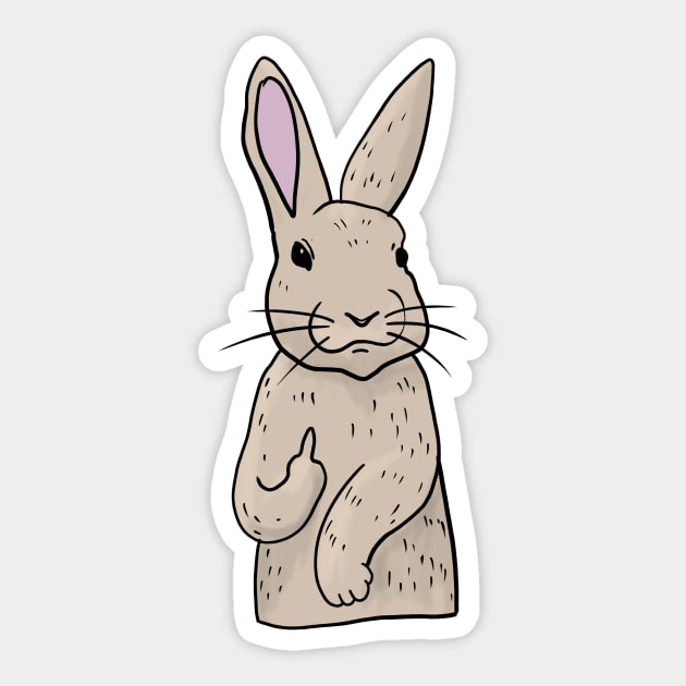 Grumpy Rabbit Holding Middle finger funny gift - Rabbit - Sticker ...