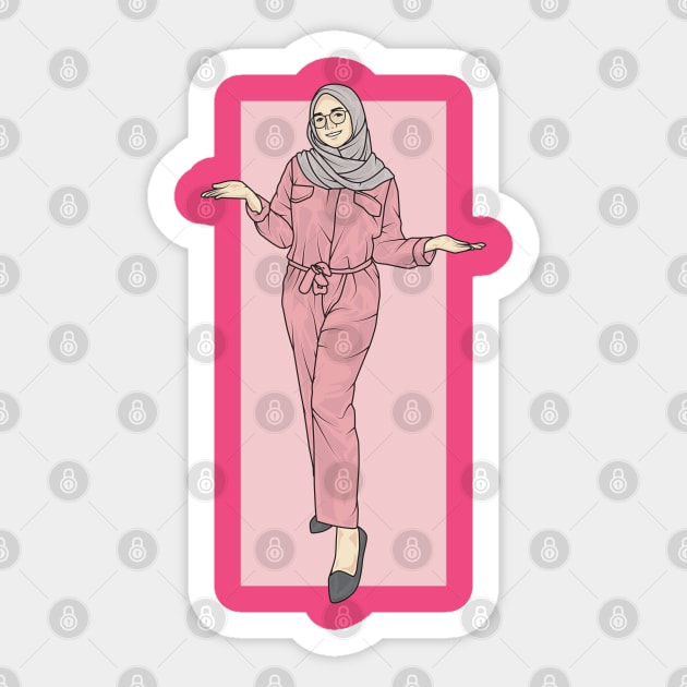 Pink Hijab Girl - Beautiful Woman - Sticker | TeePublic