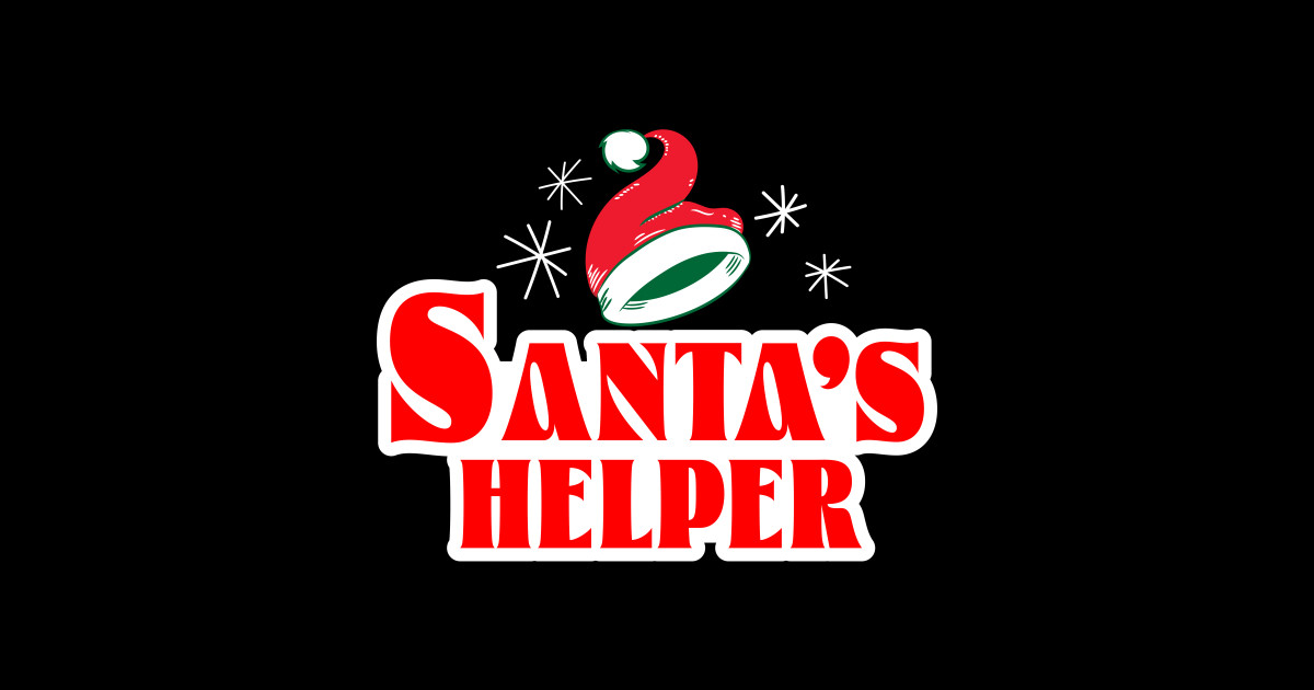 Santa's Helper Typography Design with Santa Hat - Santas Helper Elves ...