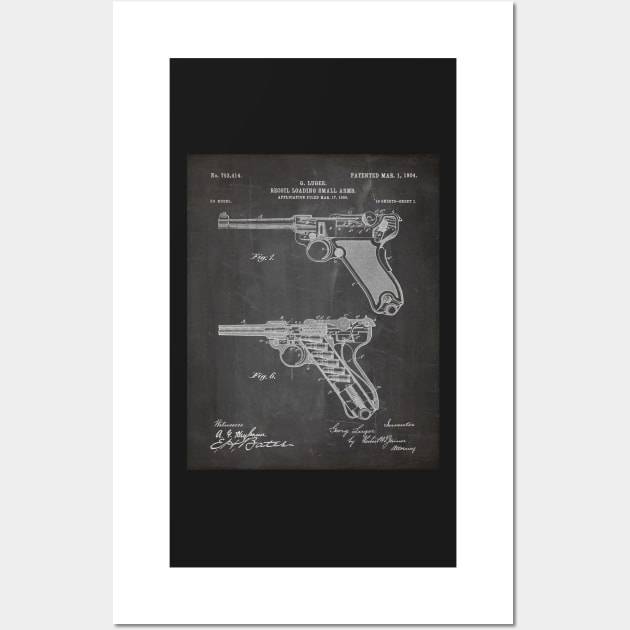 Luger Pistol Firearms Patent - Gun Lover Vintage Guns Art - Black ...