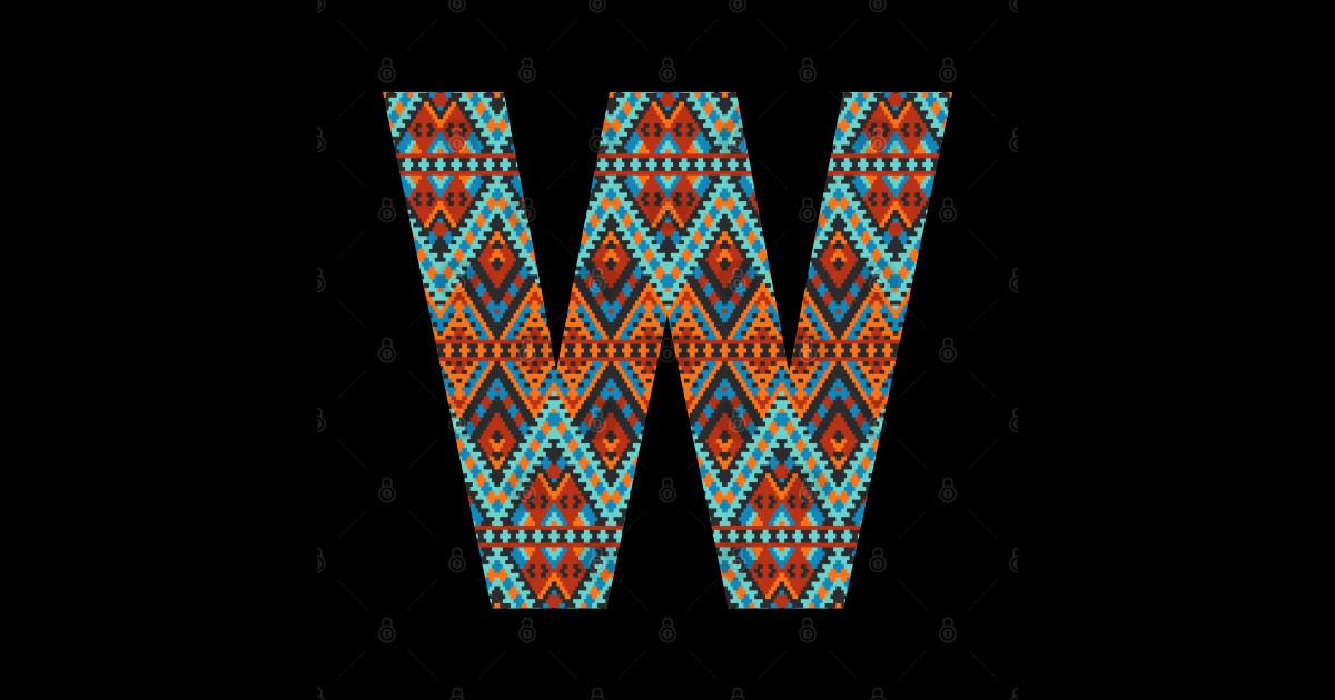 Letter W- boho design - Letter W Boho Design - Sticker | TeePublic