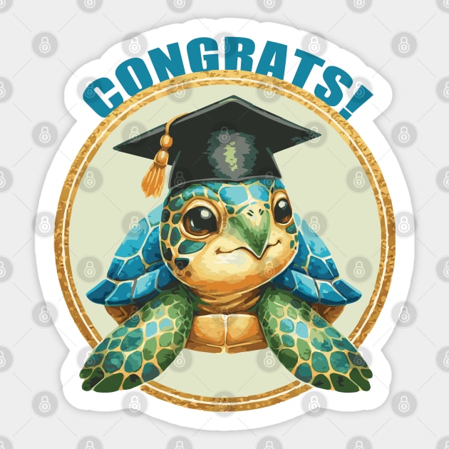 Congrats Graduation Turtle - Graduation Gift - Sticker | TeePublic