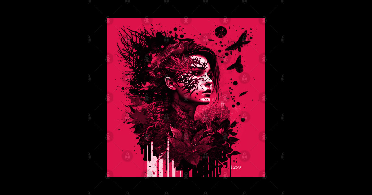 the resilient cry in woman ecopop portrait art - Resilience - Sticker ...