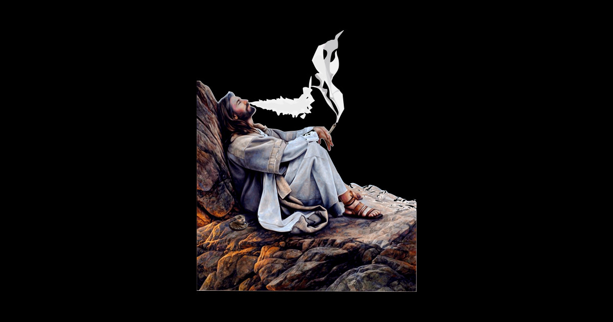 Jesus Christ smoking - Smoking Weed - Sticker | TeePublic