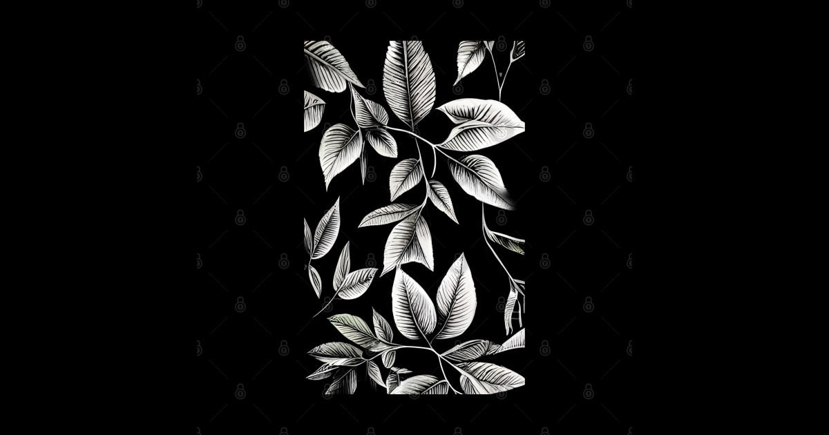 white leaves design - Leaves Pattern - Sticker | TeePublic