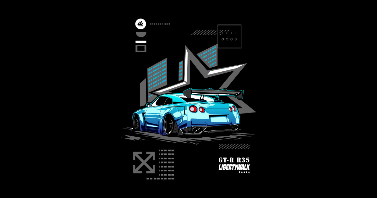 R35 GT-R godzilla jdm vector art - Nissan - Sticker | TeePublic