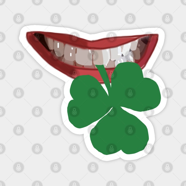 Mouth Biting Shamrock for St Patricks Day - Irish Girl - Magnet | TeePublic