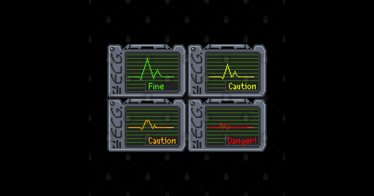 Resident Evil Caution Status Pixel Art - Resident Evil - Sticker ...