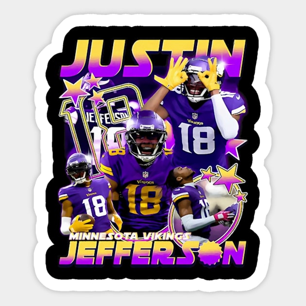 Justin Jefferson Retro Collage - Justin Jefferson - Sticker | TeePublic