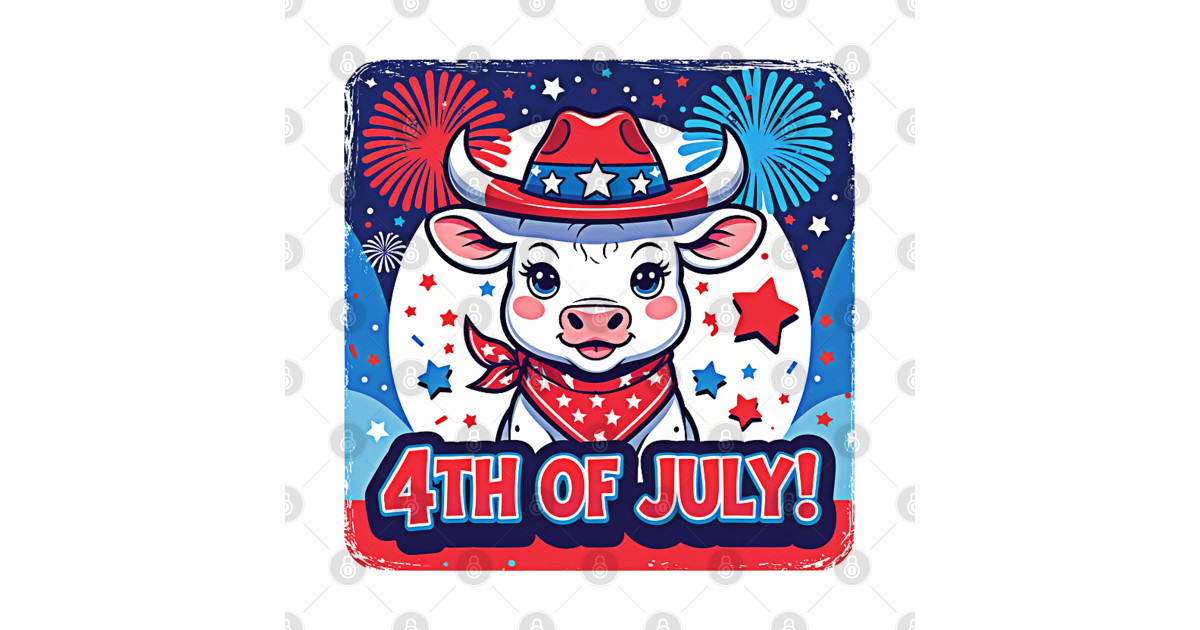 4th of July Patriotic Cow Celebration - 4th Of July - T-Shirt | TeePublic