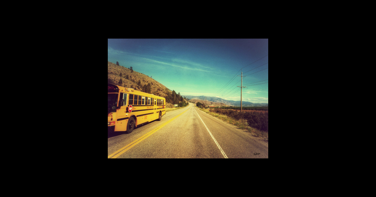 School Bus Crowsnest Highway Osoyoos - The Road - Sticker | TeePublic