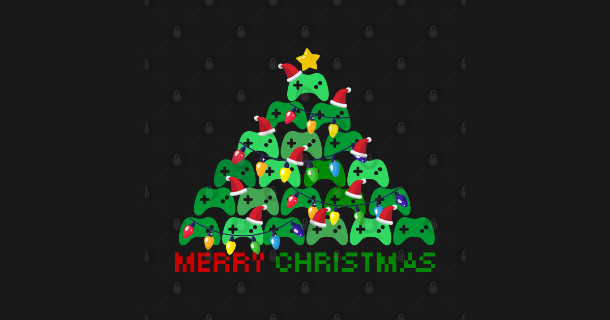 Merry Christmas-Game Controller Tree-Gamer - Christmas Gamer Gift - T ...