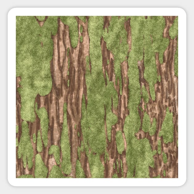 Moss on tree digital illustration - Moss - Sticker | TeePublic