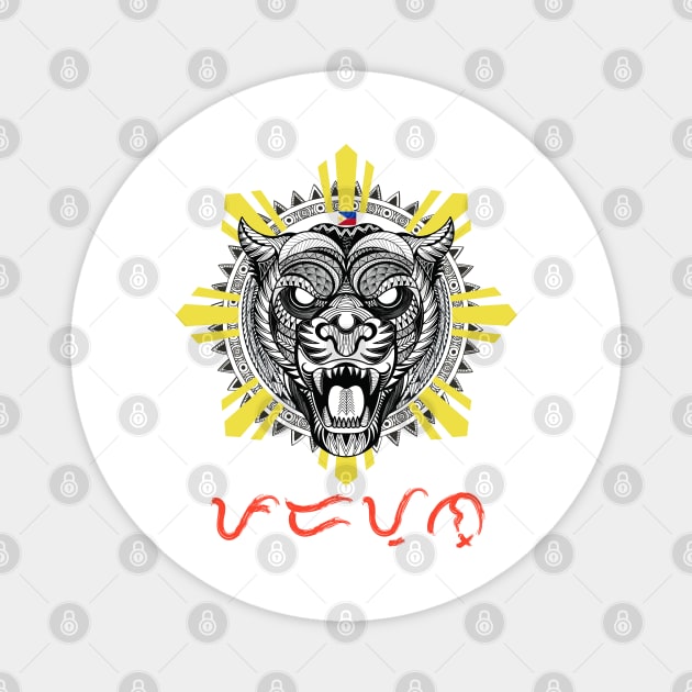 Tribal line Art Tiger / Philippine Flag Sun / Baybayin word Padayon (to ...
