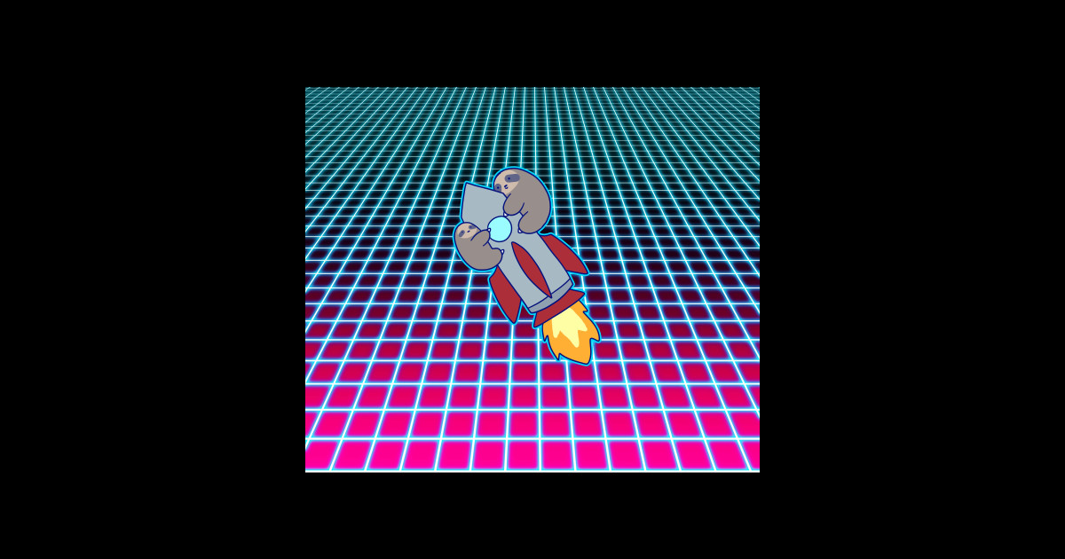 Rocket Ship Sloths Vaporwave Grid - Sloth - Pin | TeePublic