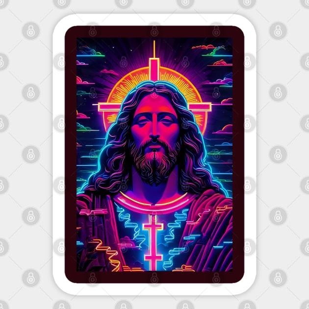 Neon Jesus Christ for Jesus fans - Neon Jesus Christ - Sticker | TeePublic