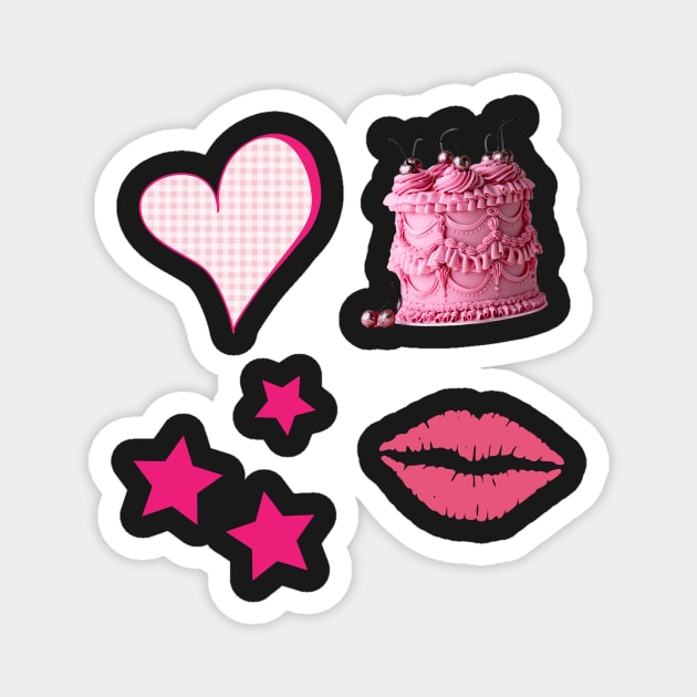 Neon Pink Aesthetic Sticker Pack - Y2k - Magnet | TeePublic