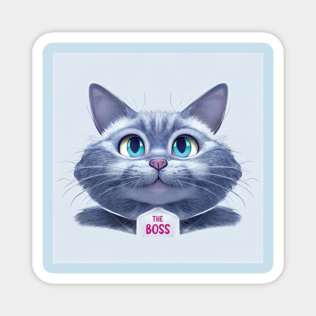 Cat Boss Funny Art - Cat Boss - Magnet | TeePublic