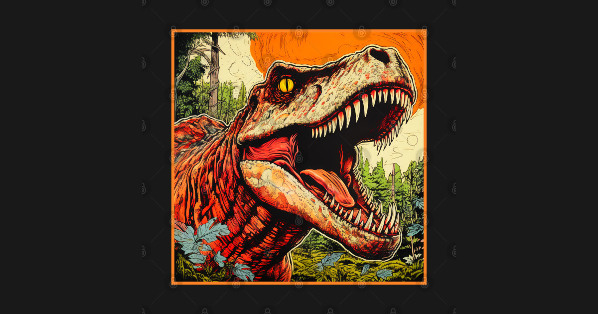 Tyrannosaurus Rex in Vintage & Retro Comics Cartoon - Dinosaur Art - T ...