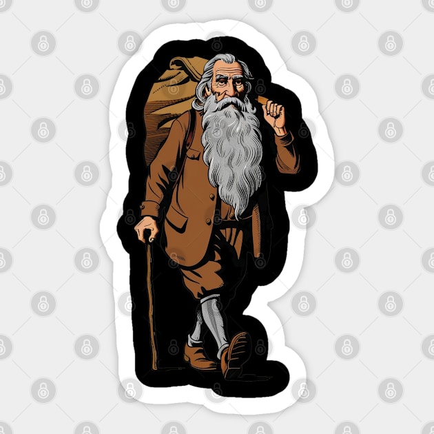Walking Old Man - Walking Old Man - Sticker | TeePublic
