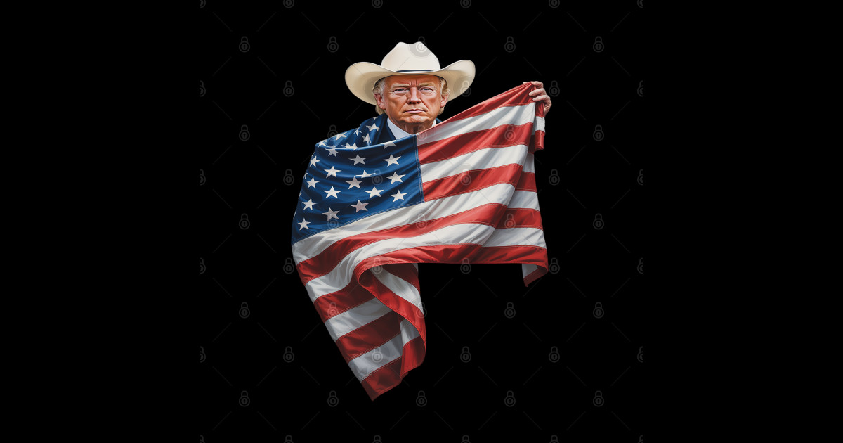 Donald Trump Cowboy Hat American Flag 2025 Patriotic - Donald Trump ...