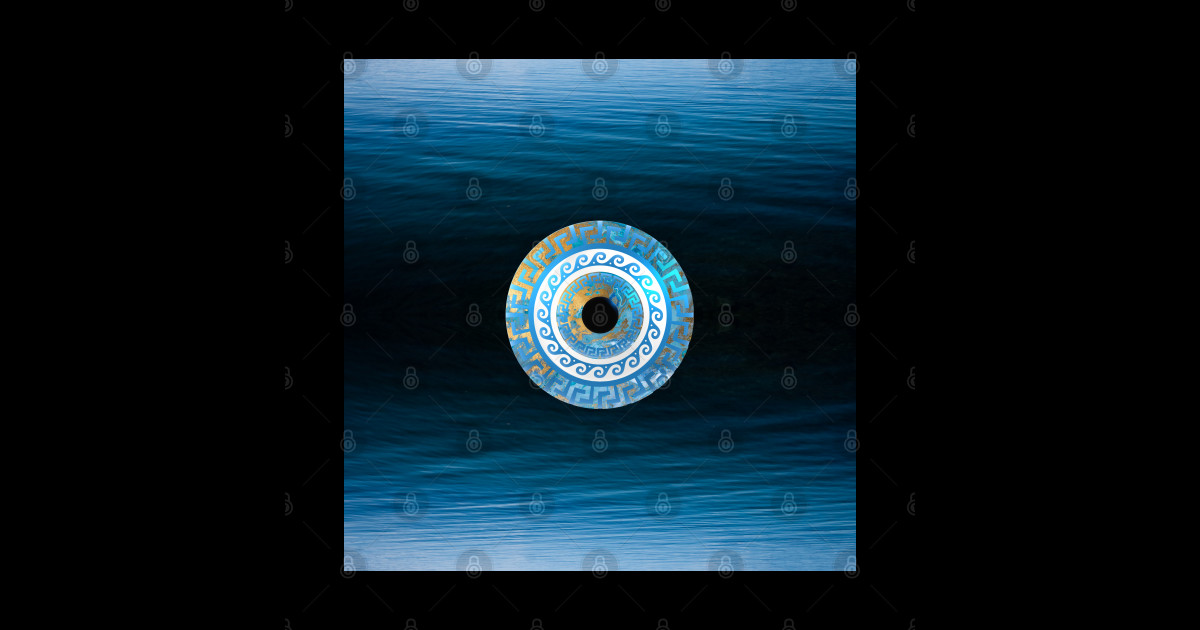 Mati Evil Eye Water and Waves Greek Key - Mati - Sticker | TeePublic