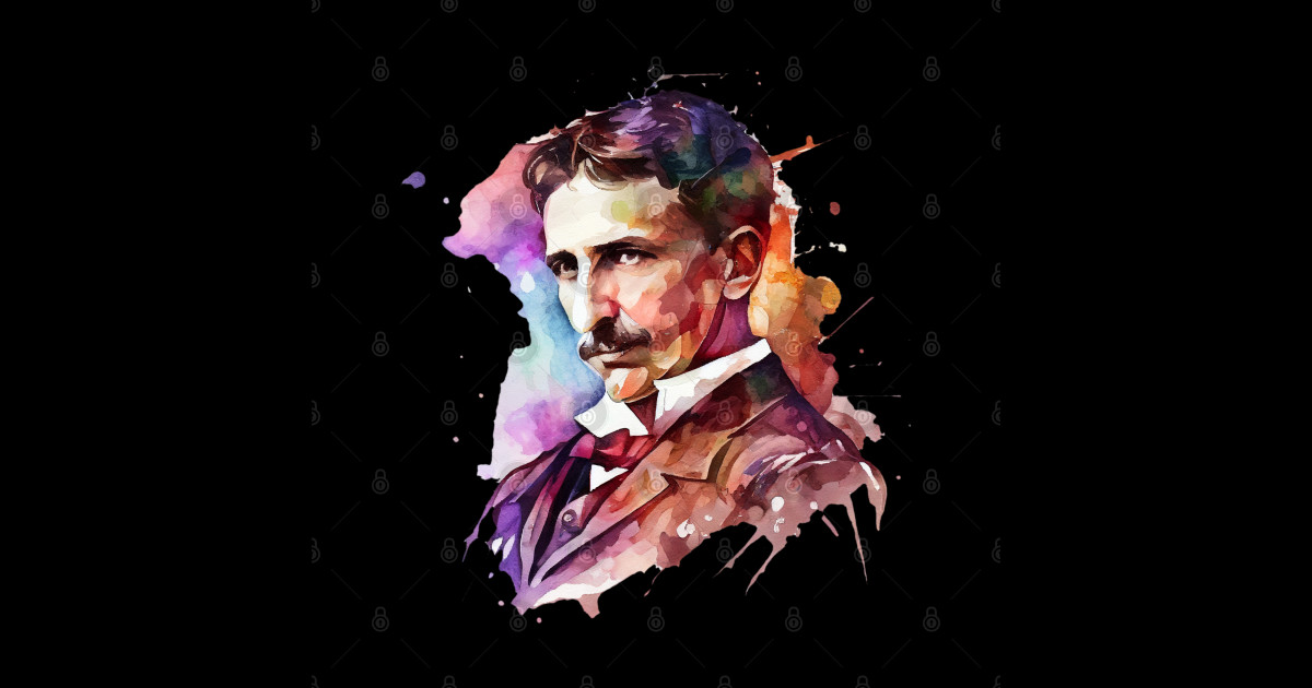 NIKOLA TESLA WATER COLOR PORTRAIT - Nikola Tesla Portrait - Sticker ...