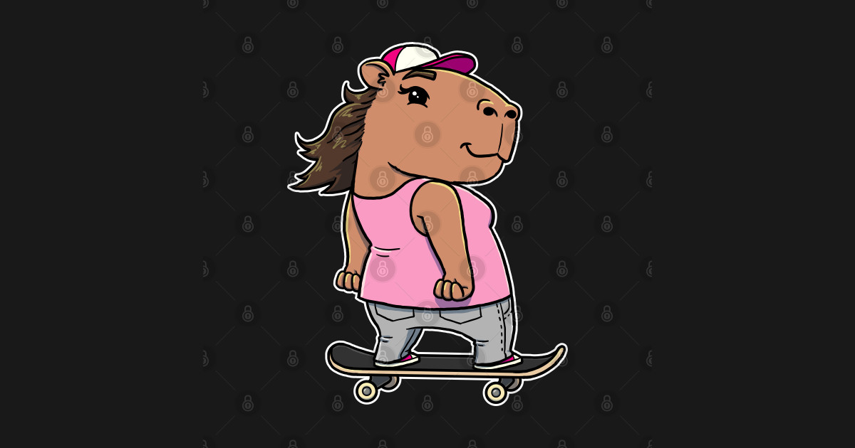 Capybara Skater Girl Skateboarding - Capybara - T-Shirt | TeePublic
