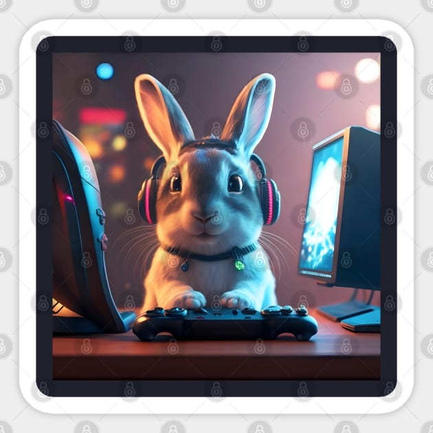 Cute gamer rabbit - Gamer Rabbit - Sticker | TeePublic