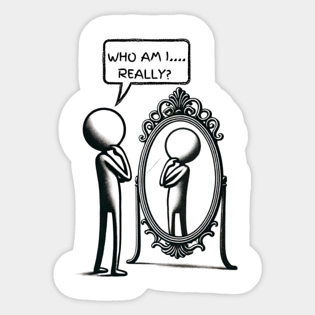 WHO AM I... REALLY? - Mirror Image - Sticker | TeePublic
