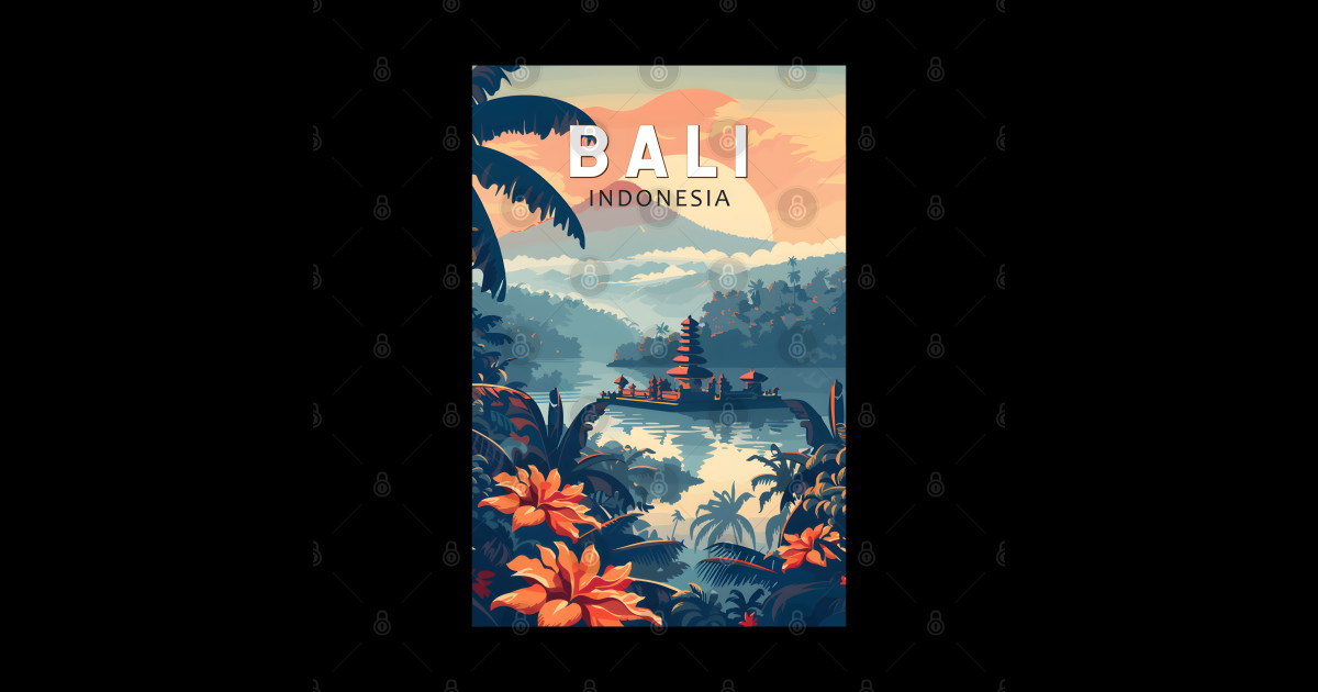 Bali Indonesia Travel Art Vintage - Bali Indonesia - Sticker | TeePublic