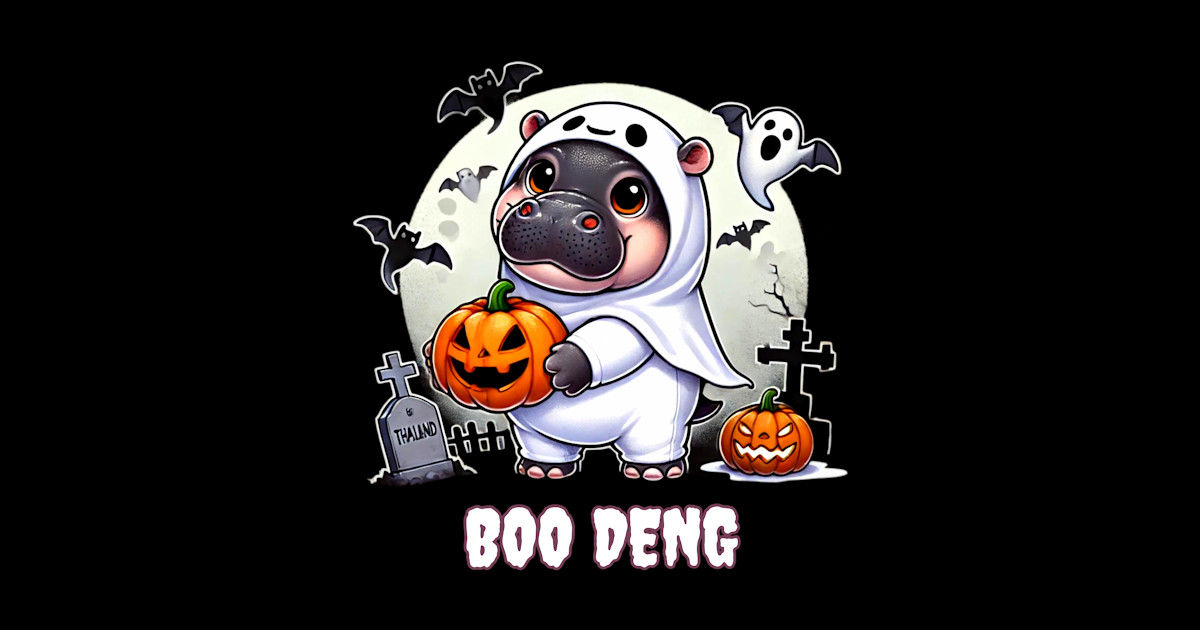 Moo Deng Bouncy Pig In Thai Funny Halloween Boo Deng - Halloween Boo ...