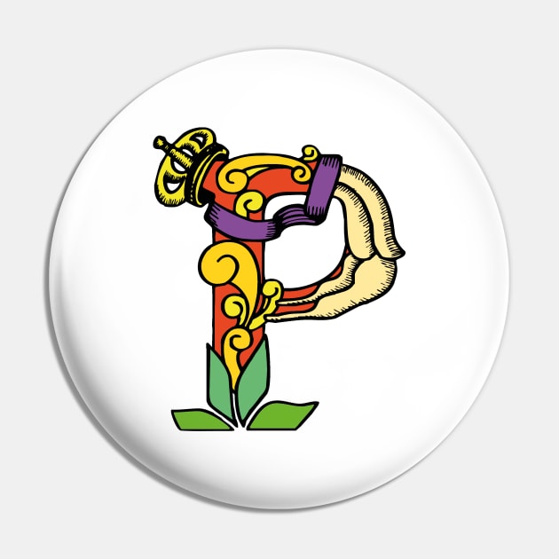 Crazy Monogram P - Monograms - Pin | TeePublic