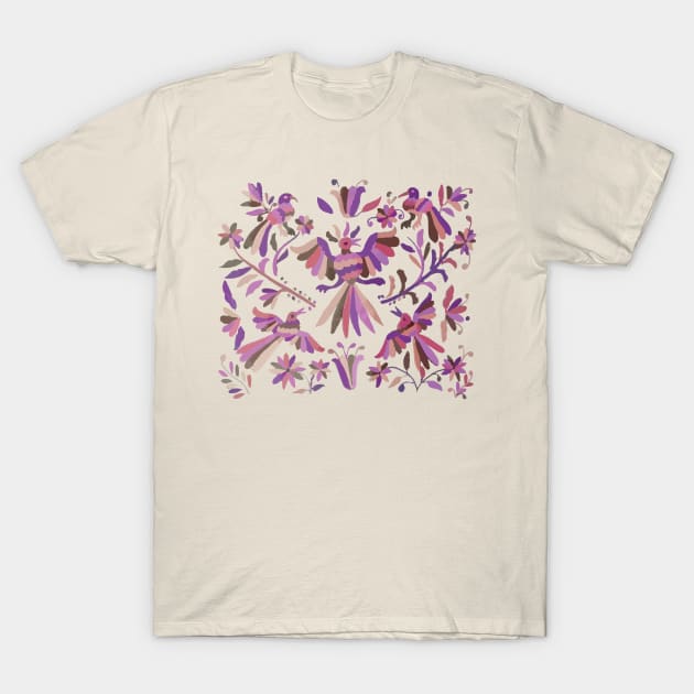 Pink purple otomi tenango mexican fabric birds and flower embroidery ...