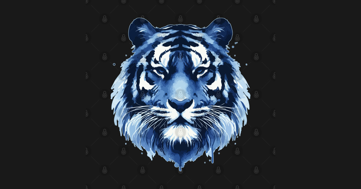 Blue Tiger Face Watercolor - Blue Tiger - T-Shirt | TeePublic