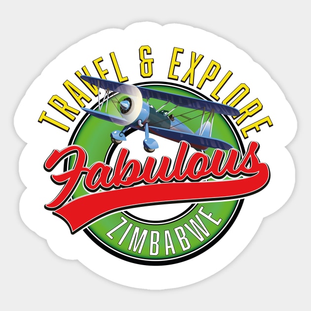 Zimbabwe retro logo. - Zimbabwe Travel Logo - Sticker | TeePublic