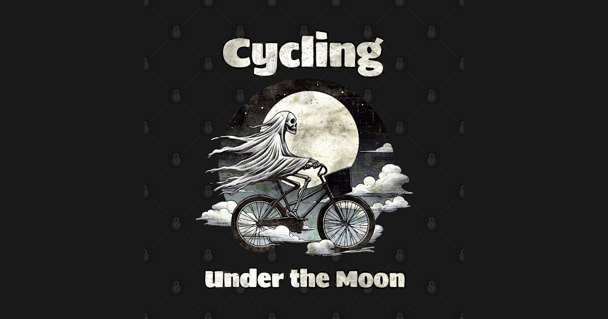 Ghost Cycling Bicycle, Halloween spooky ghost cycling, distressed style ...
