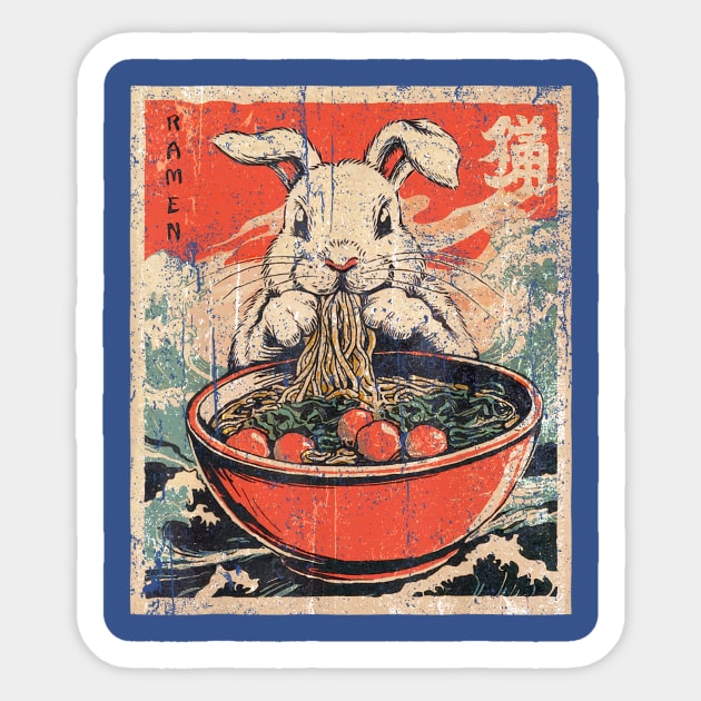 Easter Bunny Anime Ramen Tees Japanese Kawaii - Easter Bunny - Sticker ...
