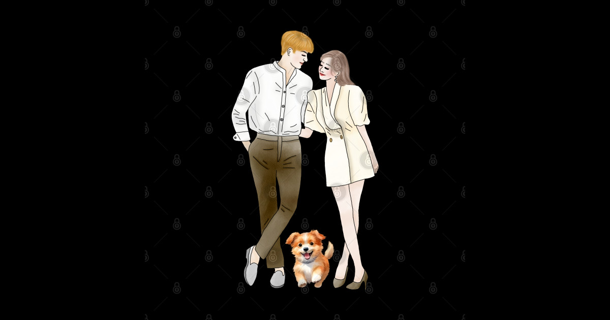Couple with dog - Couple - Sticker | TeePublic
