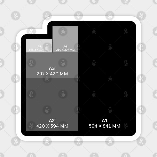 Paper Sizes A1, A2, A3, A4, A5 0.2 - Paper - Magnet | TeePublic