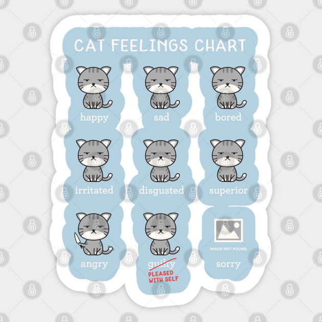 Cat Feelings Chart - Cats - Sticker | TeePublic