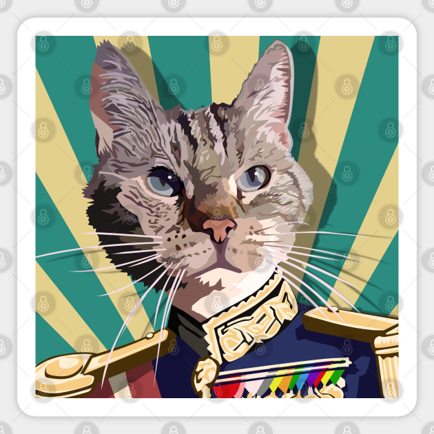 Waldo the conqueror cat - Cat Kitty Feline Animal - Sticker | TeePublic