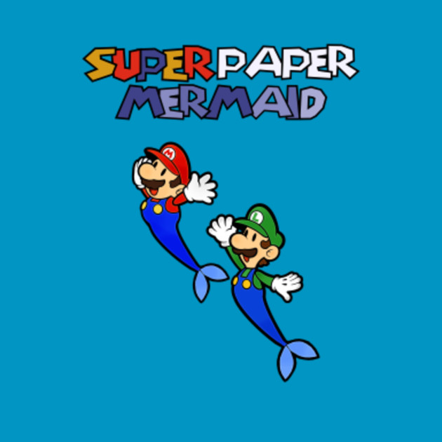 Super Paper Mario Mermaids - Super Mario - T-Shirt | TeePublic