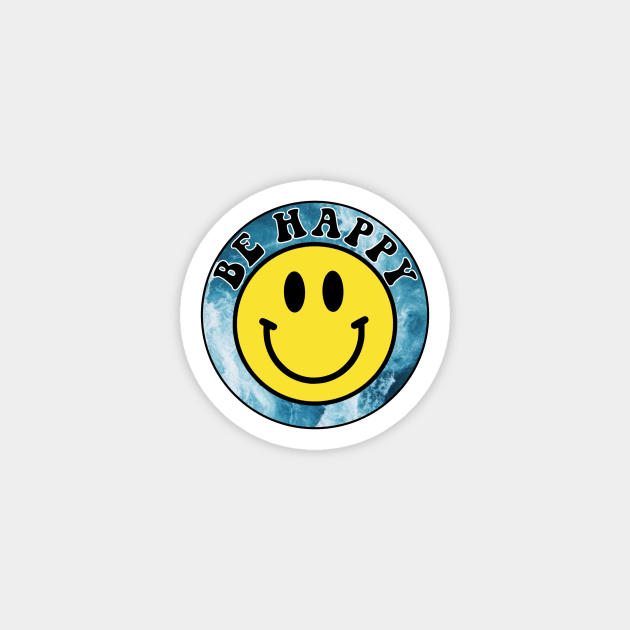 Ocean Be Happy Smiley Face - Sticker - Magnet | TeePublic