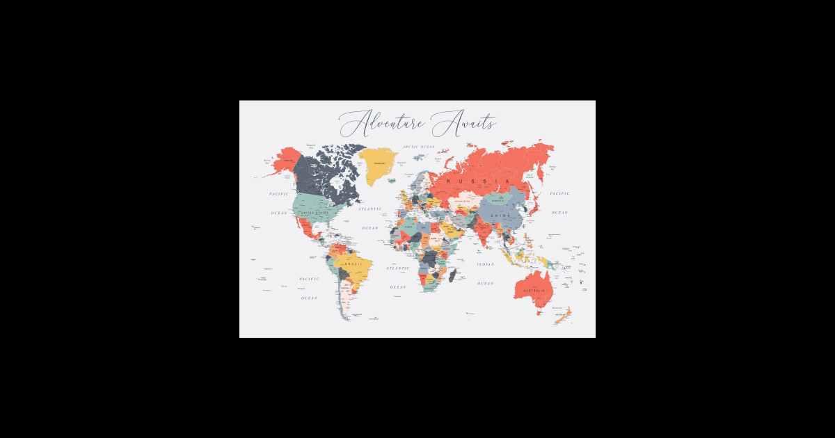 Adventure Awaits World Map - World Map - Posters and Art Prints | TeePublic
