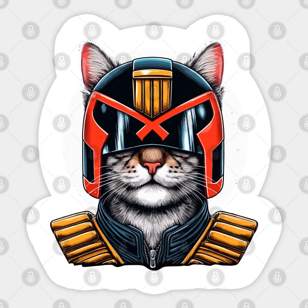Paw & Order; Judge Cat - Judge Dredd - Sticker | TeePublic